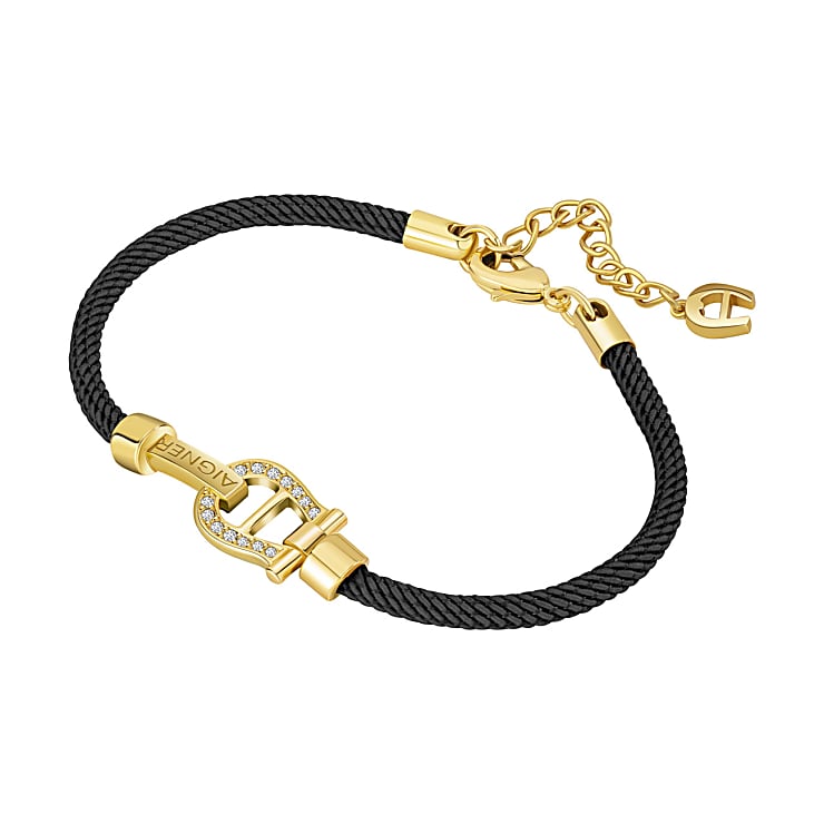 Bracelet with A-Logo black gold - Women - AIGNER